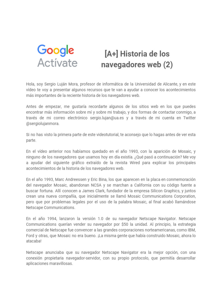 Parte I - 0.19 (A+) Historia de Los Navegadores Web | PDF | explorador de Internet | Microsoft