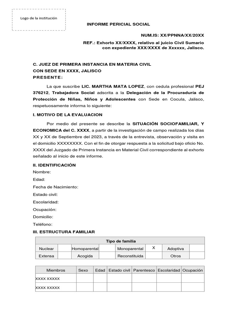 Ejemplo Peritaje Social | PDF | Familia | México