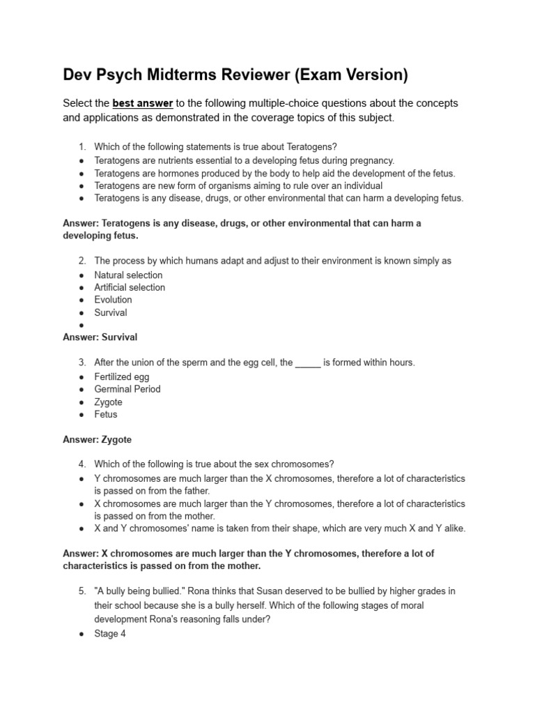 Dev Psych Midterms Reviewer | PDF | Developmental Psychology | Psychology