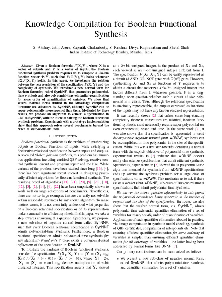 FMCAD2019 Paper 84 | PDF | Time Complexity | Boolean Algebra