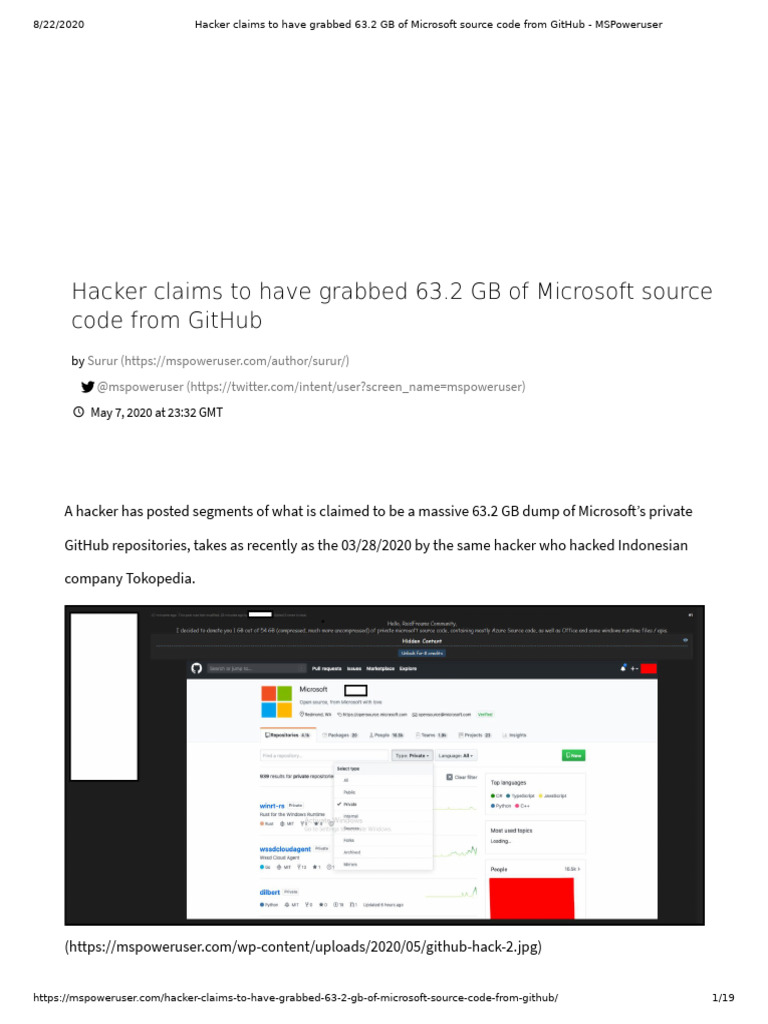 Hacker Claims To Have Grabbed 63.2 GB of Microsoft Source Code From ... Hacker Claims To Have Grabbed 63.2 GB of Microsoft Source Code From ...