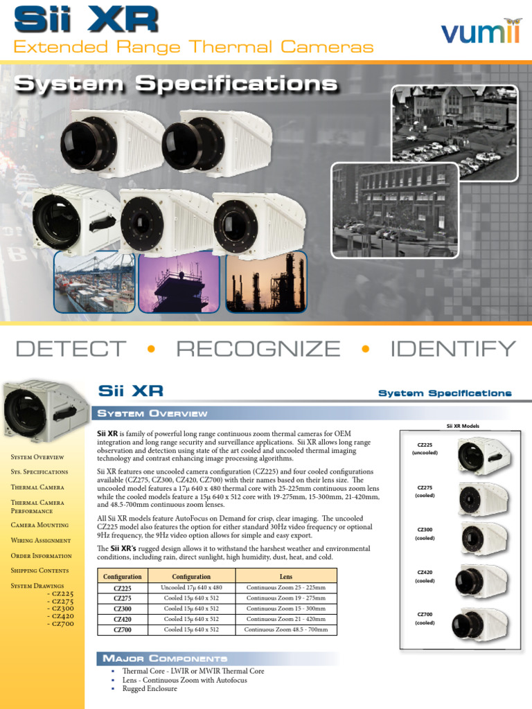 Vumii Sii XR System Specifications | PDF | Zoom Lens | Camera Lens