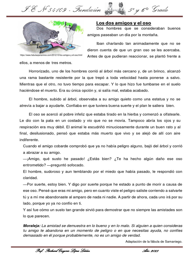 Los Dos Amigos y El Oso | PDF
