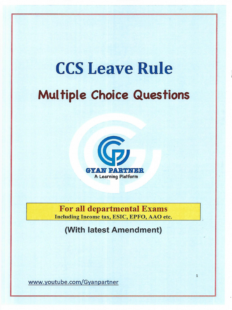 MCQ of CCS Leave Rule | PDF