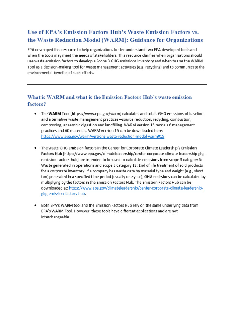 Guidanceefwastefactors Vs Warm | PDF | Life Cycle Assessment | Waste