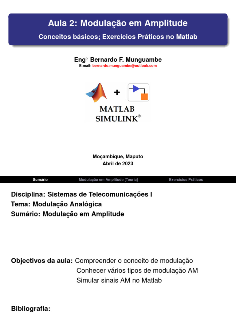Aula 2 - Modulacao AM (Simulacoes No Matlab) | PDF