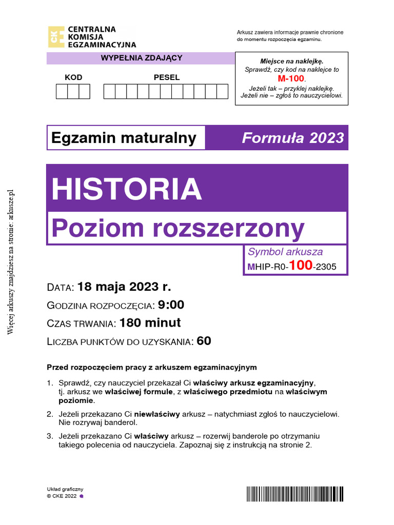 Historia 2023 Maj Matura Rozszerzona | PDF