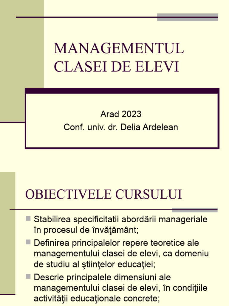 Managementul Clasei - Grupei de Elevi | PDF
