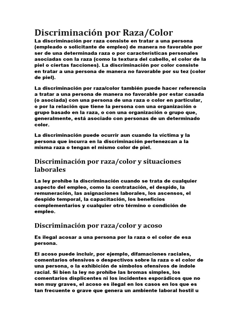 Discriminación Por Raza | PDF | Discriminación | Raza (categorización ...