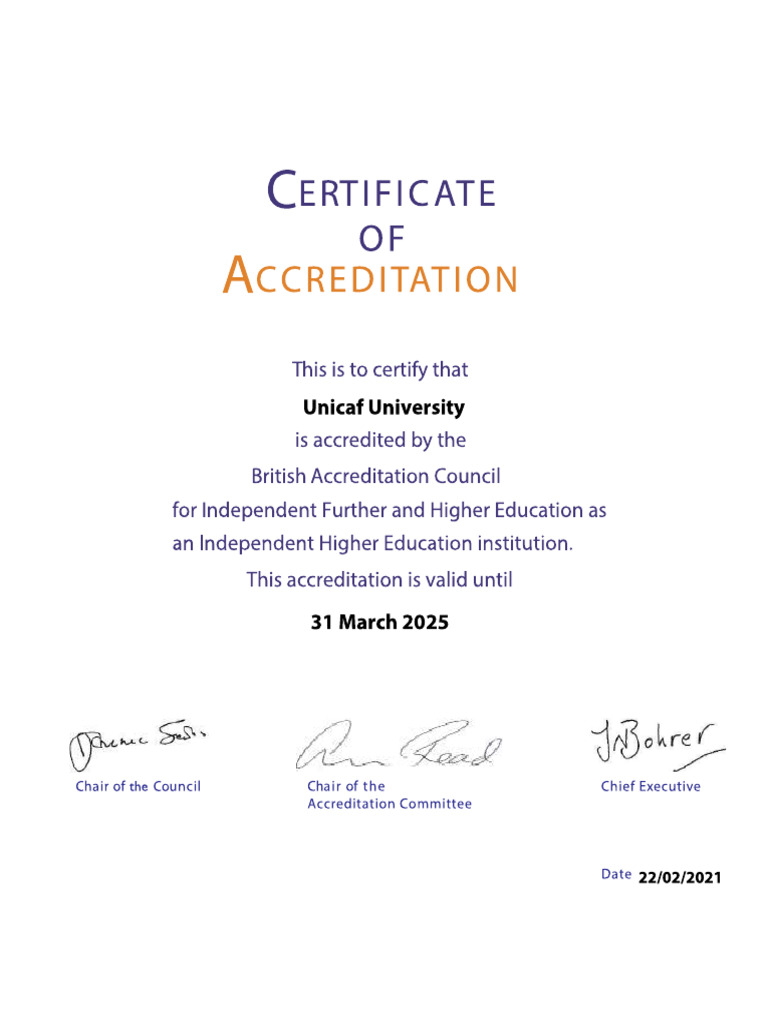 Unicaf University Certificate 22 Feb21 - 4 Years | PDF