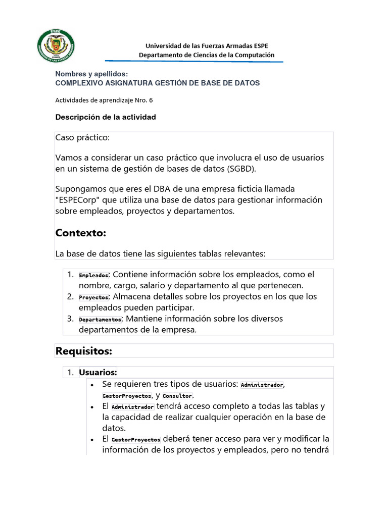 Caso Practico 2 | PDF | Bases de datos | Usuario (informática)