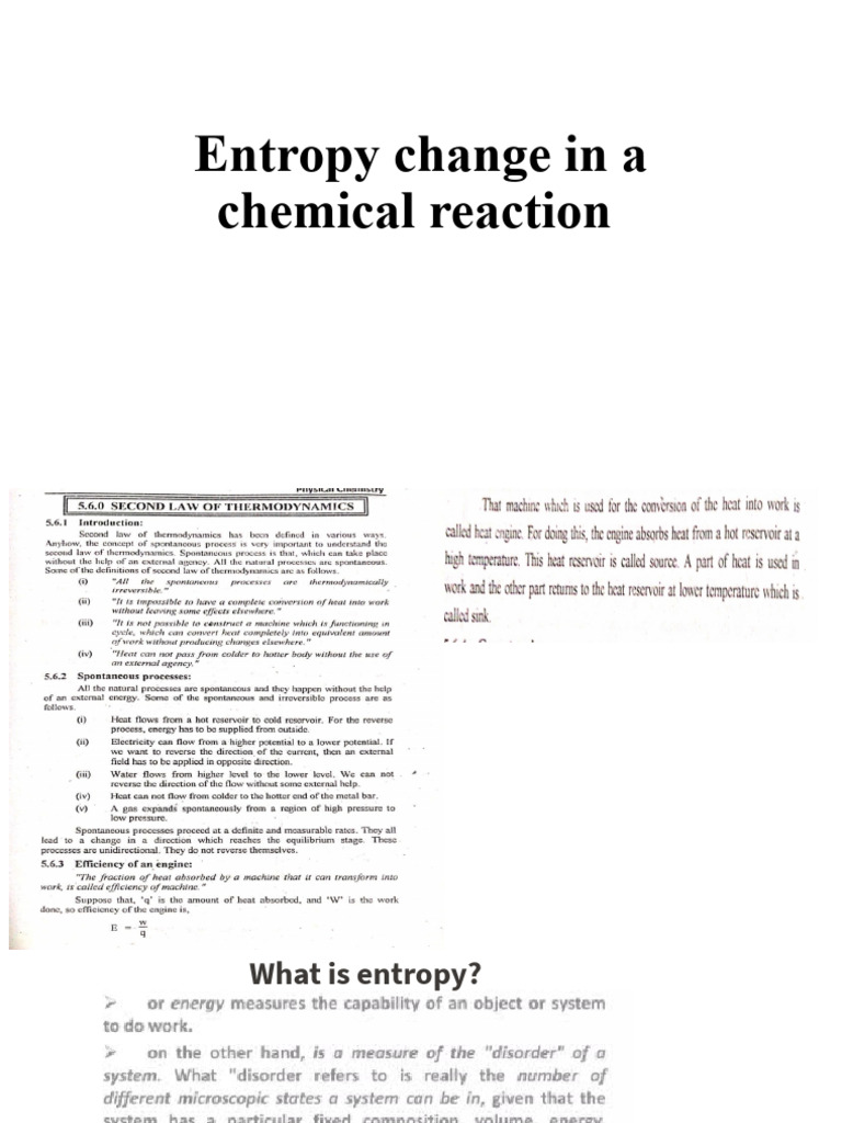 Entropy Changes in Chemical Reaction | PDF | Gibbs Free Energy | Entropy