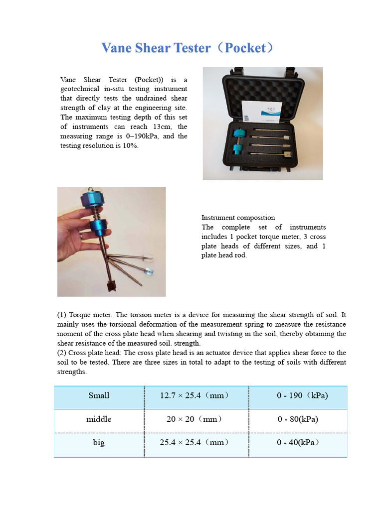Vane Shear Tester Pocket | PDF