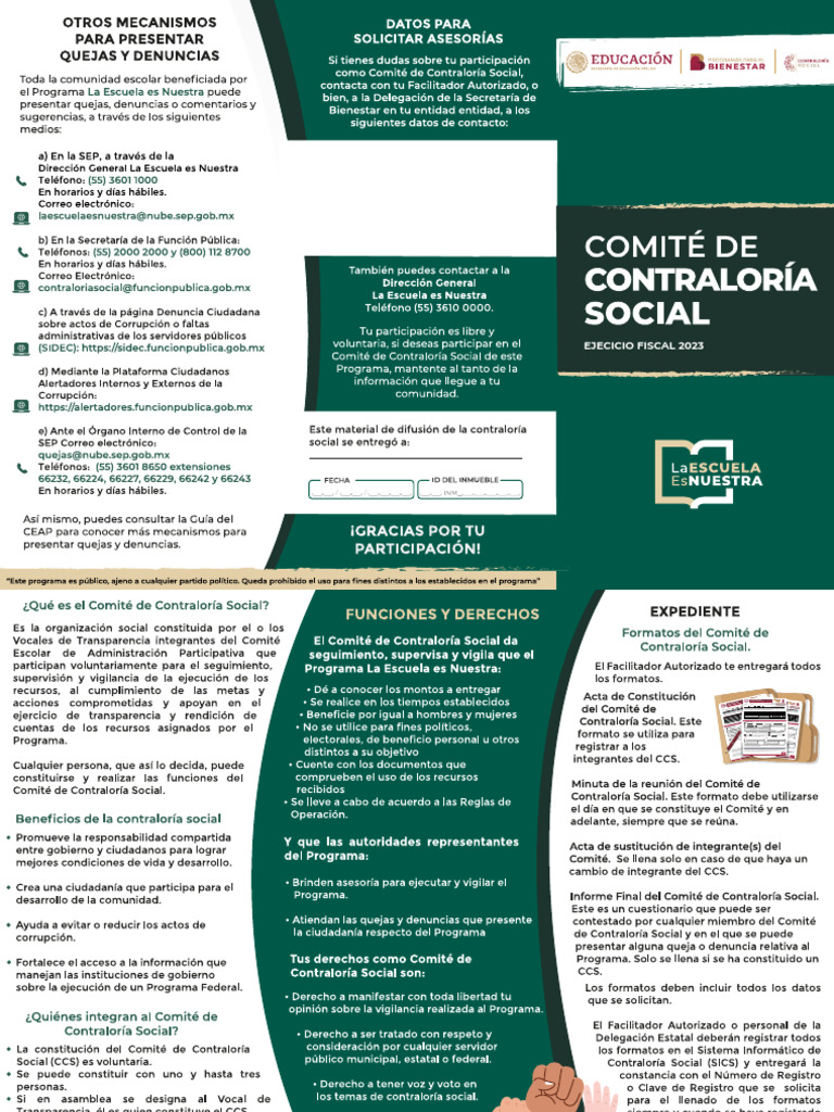 01 Triptico - Contraloria Social | PDF | Familia | Etapas educativas