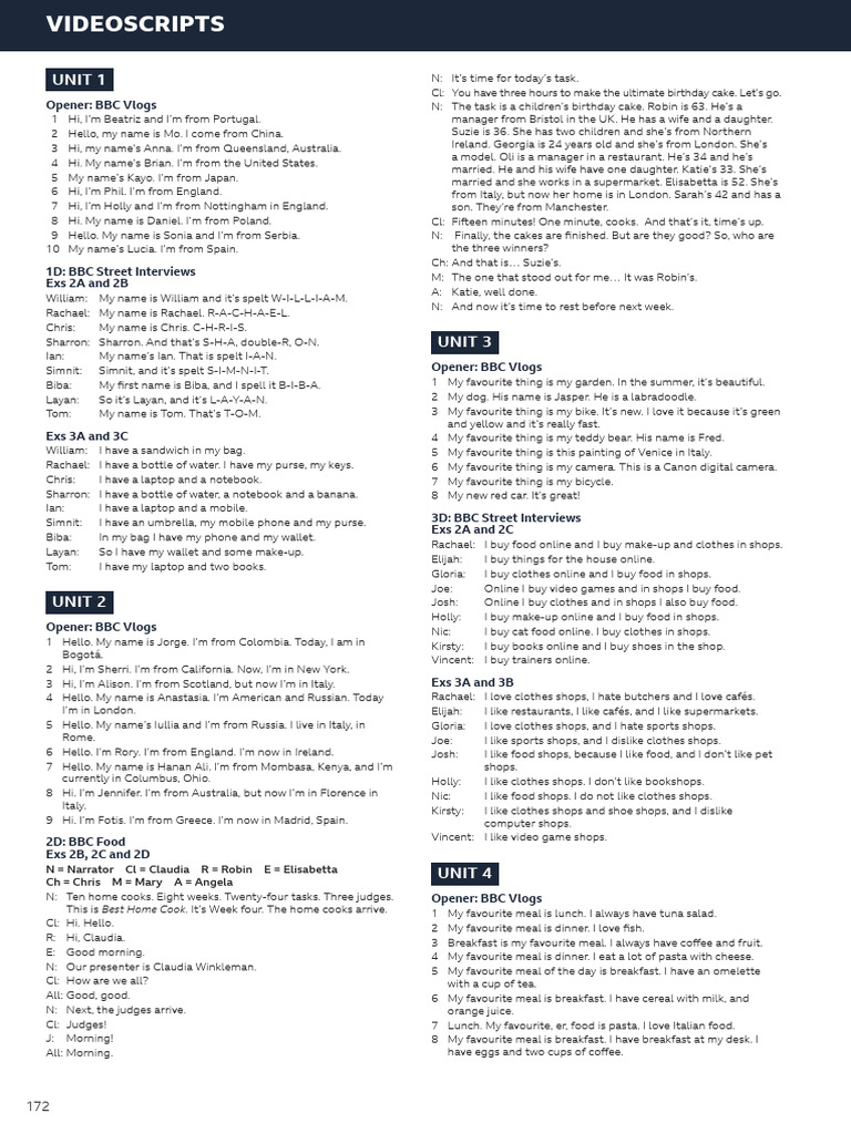 Video Scripts | PDF | Meal | Lunch