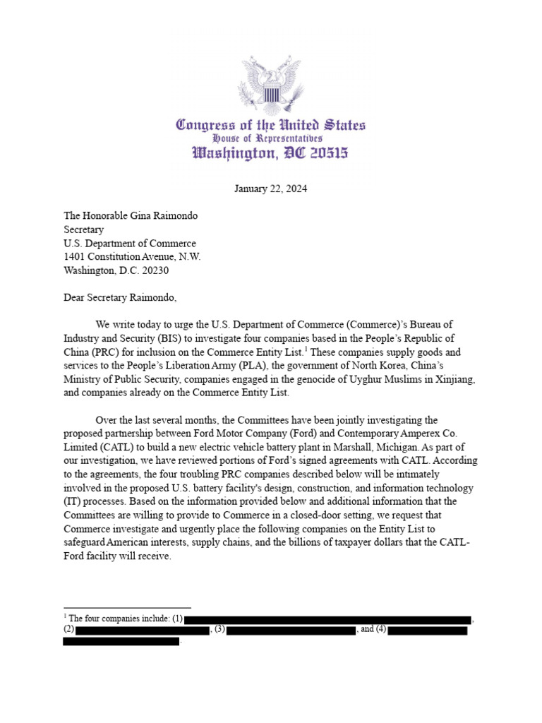 01.22.2024 - Letter To BIS - Ford | PDF | Business Process Management ...