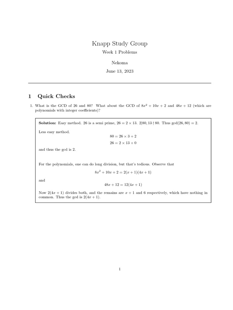 Knapp Problem Set 1 | Download Free PDF | Permutation | Mathematical ...