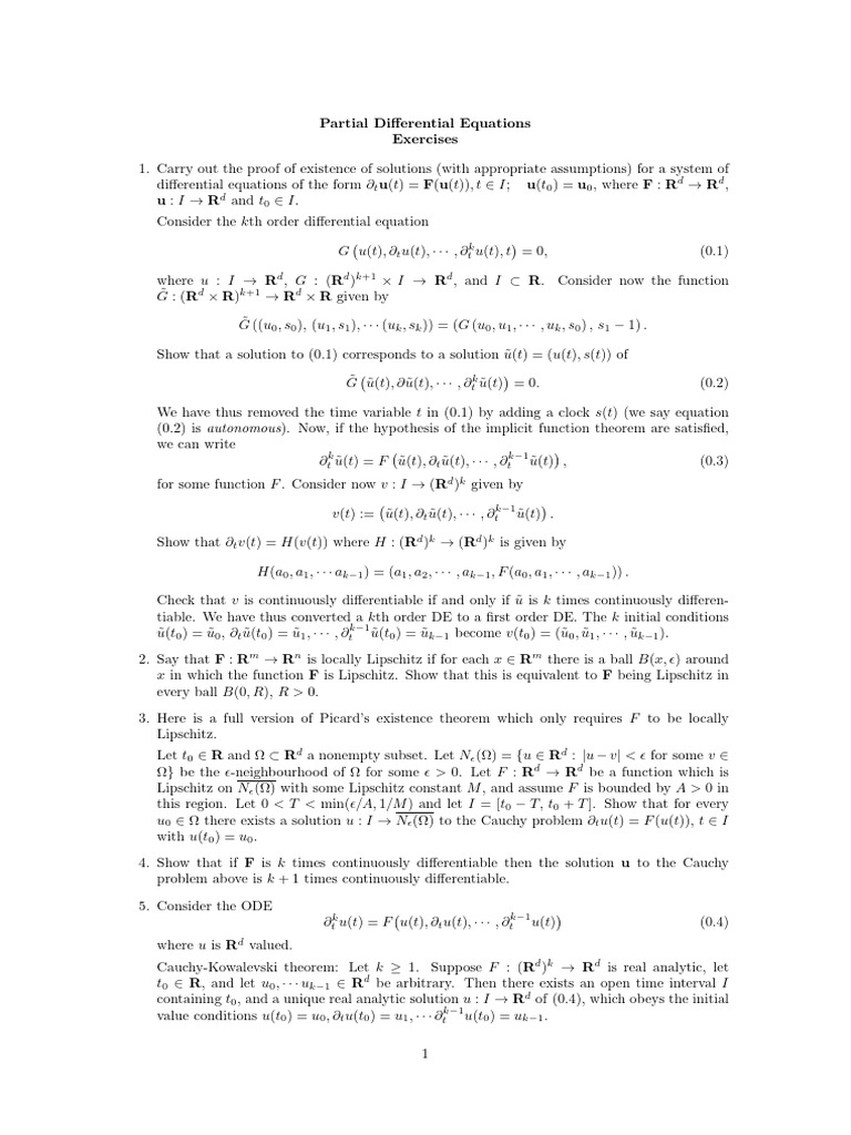 Pde Exercises | PDF | Partial Differential Equation | Differential Calculus