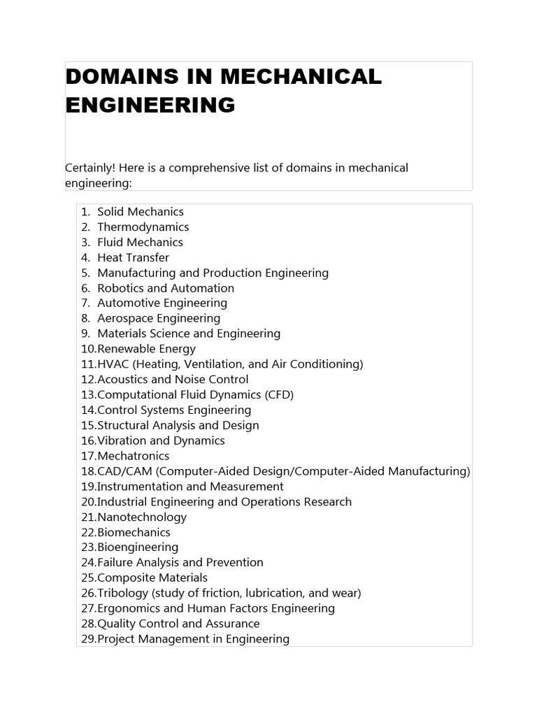 Domains in Mechanical Engineering | Download Free PDF | Materials Science | Mechanical Engineering