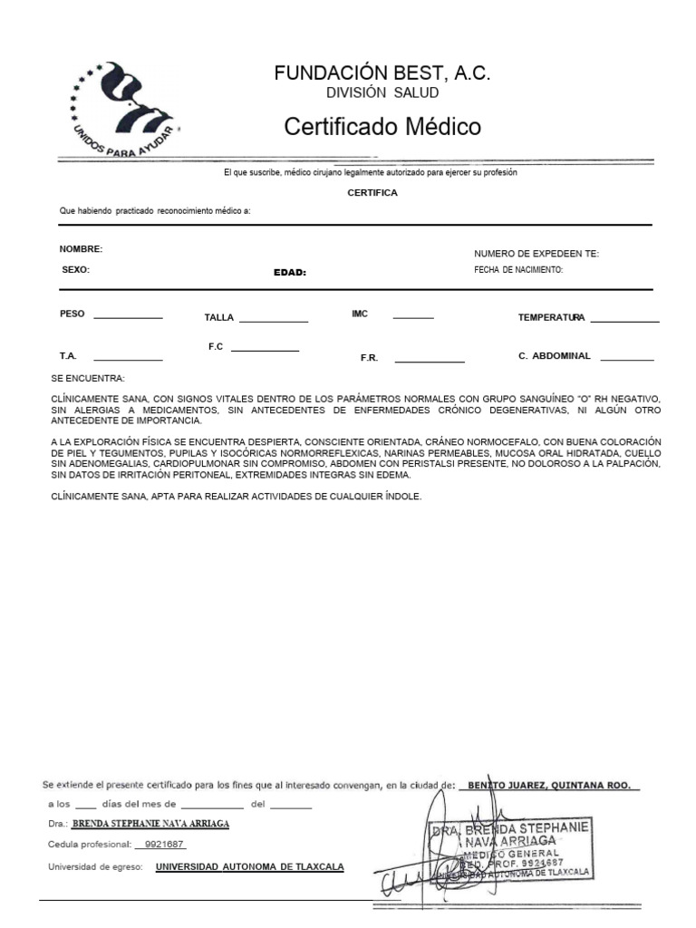 Certificado Medico Similar | PDF