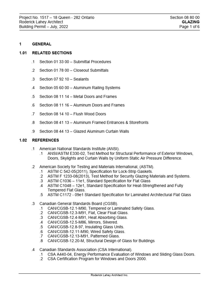 Glazing Specification | PDF | Glasses | Building Materials