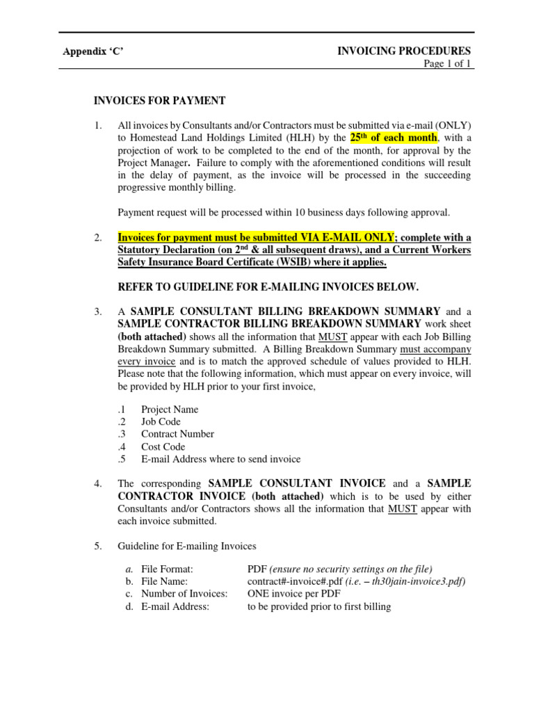 TD - APPENDIX C - Invoicing - Procedures - FINAL - 03 - 18 | PDF ...