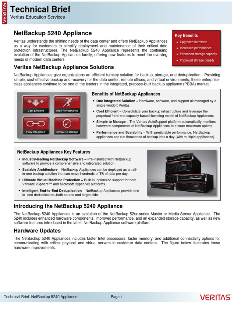 NetBackup 5240 Appliance Technical Brief | PDF | Computer Data Storage | Backup