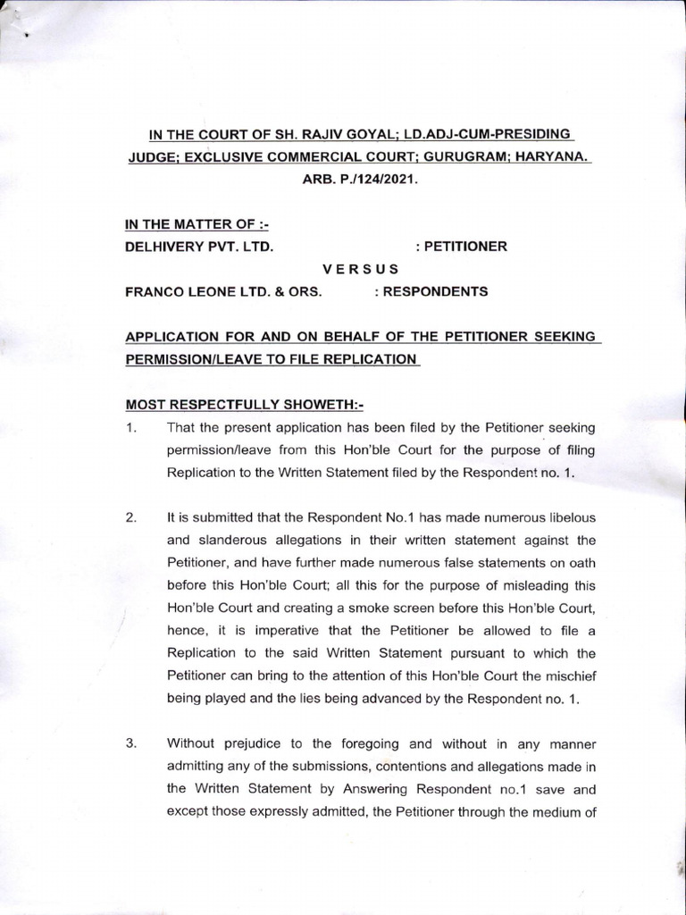 APPLICATION FOR & ON BEHALF OF THE PETITIONER | PDF