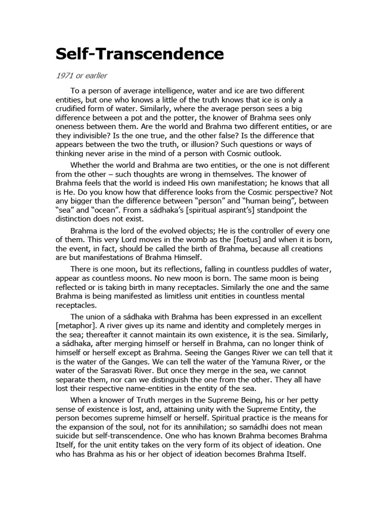 Self Transcendence | PDF