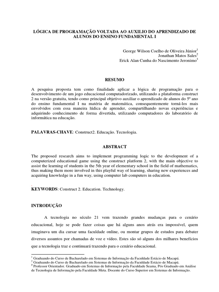TCC - Jonathan&George | PDF | Aprendizado | Pensamento