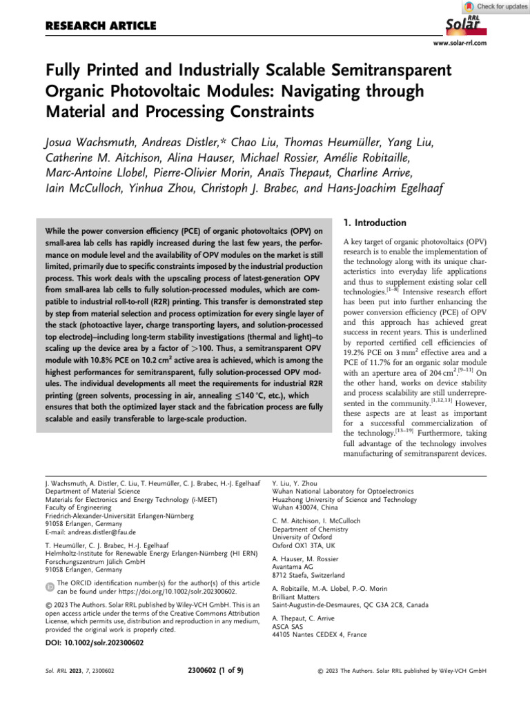 Solar RRL - 2023 - Wachsmuth - Fully Printed and Industrially Scalable ...