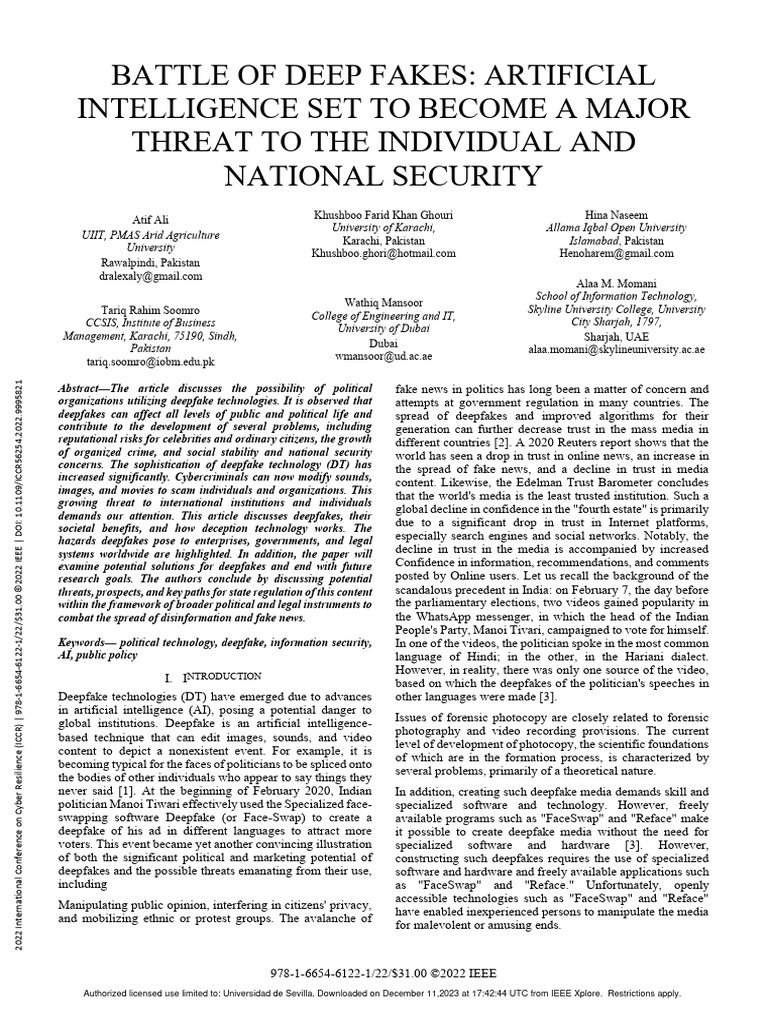 Battle of Deep Fakes Artificial Intelligence Set To Become A Major ...