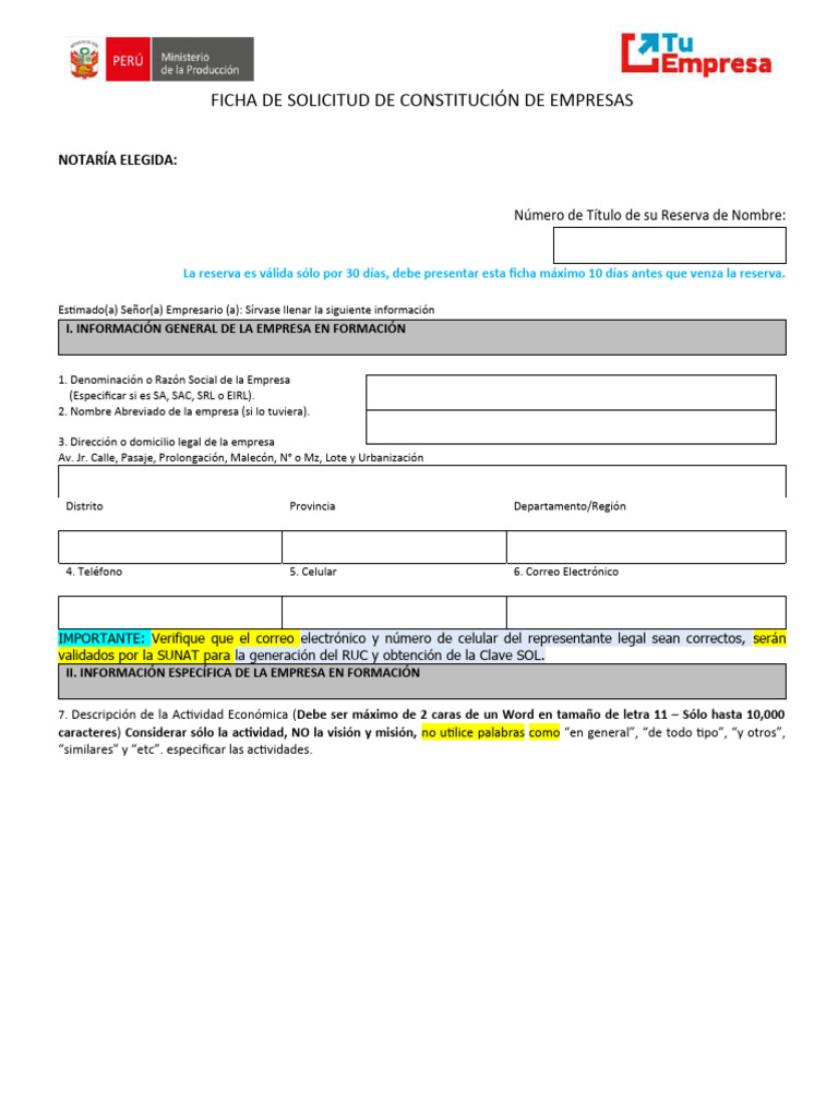 FICHA DE SOLICITUD DE CONSTITUCIÓN | PDF