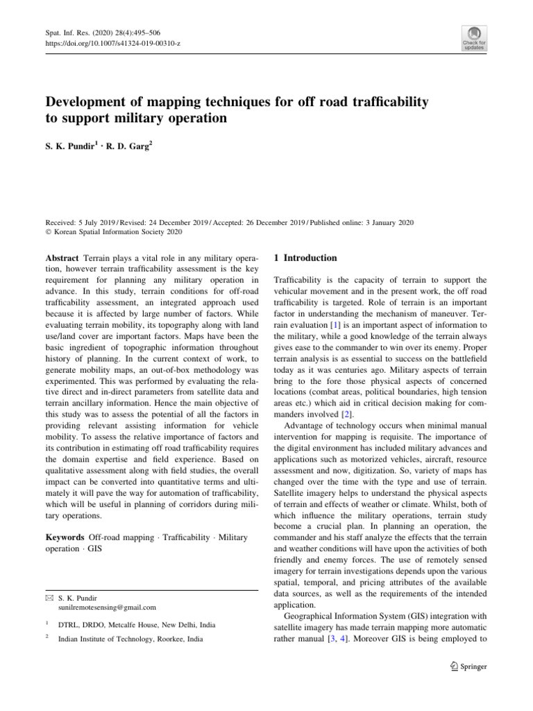 Development of Mapping Techniques For Off Road Trafficability | PDF ...