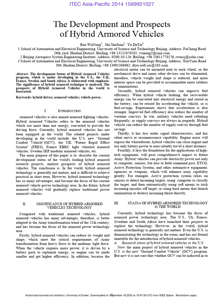 The Development and Prospects of Hybrid Armored Vehicles | Download ... The Development and Prospects of Hybrid Armored Vehicles | Download ...