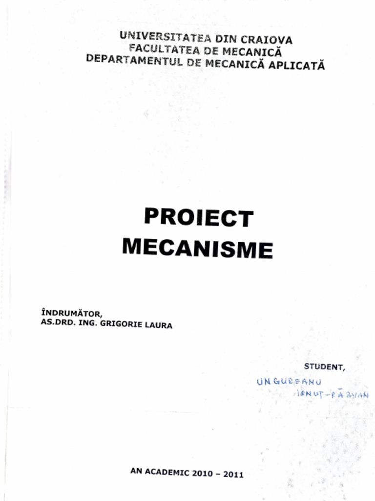 Proiect Mecanisme | PDF