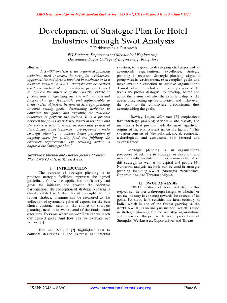 Hotel | PDF | Swot Analysis | Strategic Planning