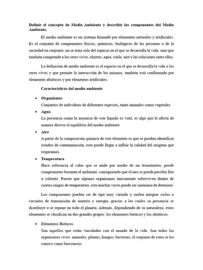 Componentes Del Medio Ambiente | Descargar gratis PDF | Entorno natural ...
