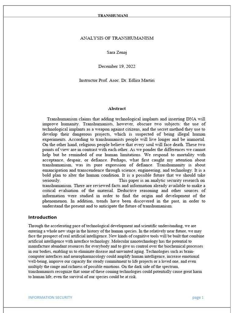 TRANSHUMANISM | PDF | Transhumanism | Soul