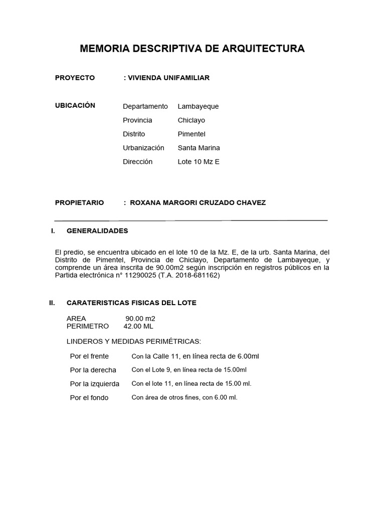 Memoria Descriptiva de Arquitectura | Descargar gratis PDF | Edificios y estructuras
