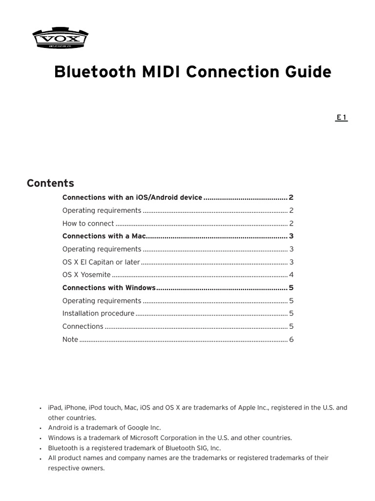 VOX BT SettingG E1 | PDF | Ios | Bluetooth