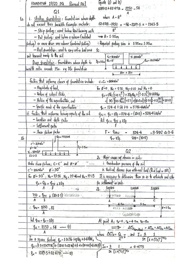 Foundation Engineering PQ Solution | PDF