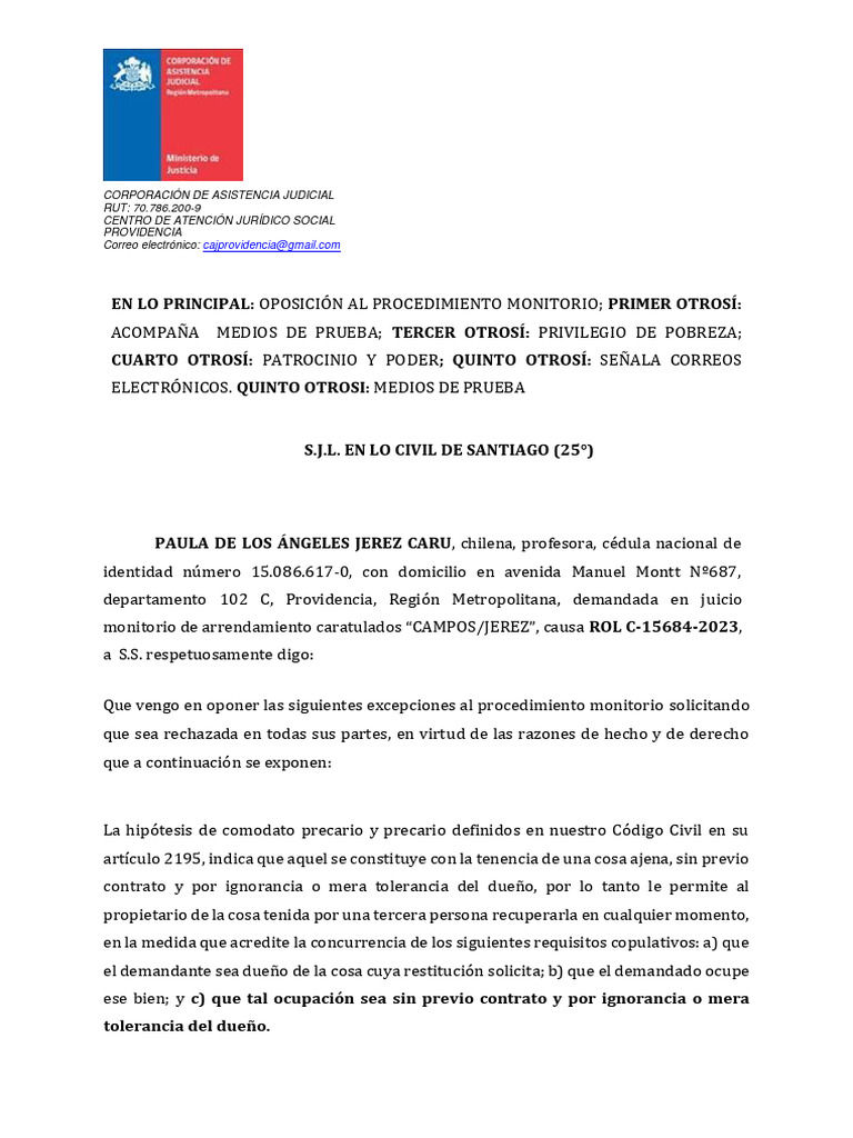 Oposición Al Procedimiento Monitorio | PDF | Demanda judicial | Propiedad Oposición Al Procedimiento Monitorio | PDF | Demanda judicial | Propiedad