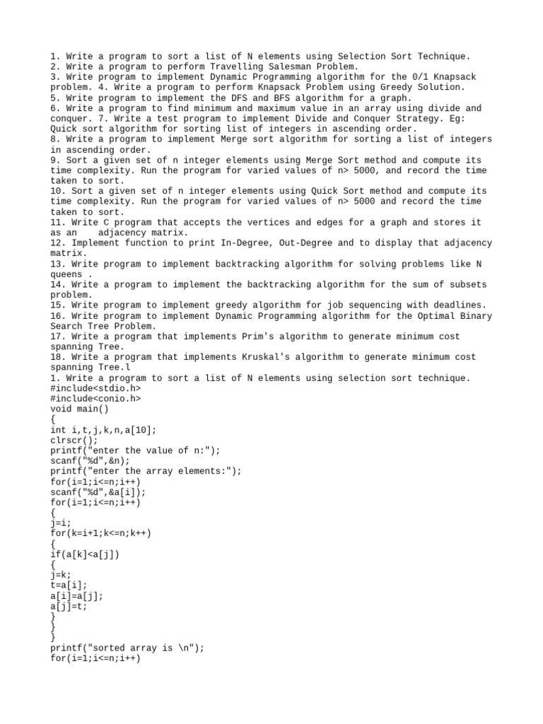 Ada Lab | PDF | Dynamic Programming | Mathematical Relations Ada Lab | PDF | Dynamic Programming | Mathematical Relations