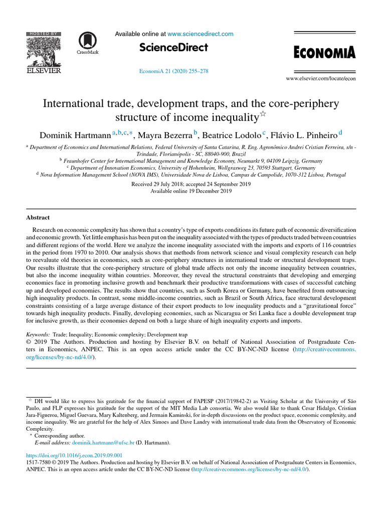 Hartmann Et Al 2020 International Trade, Development Traps, and The Core-Periphery Structure of ...