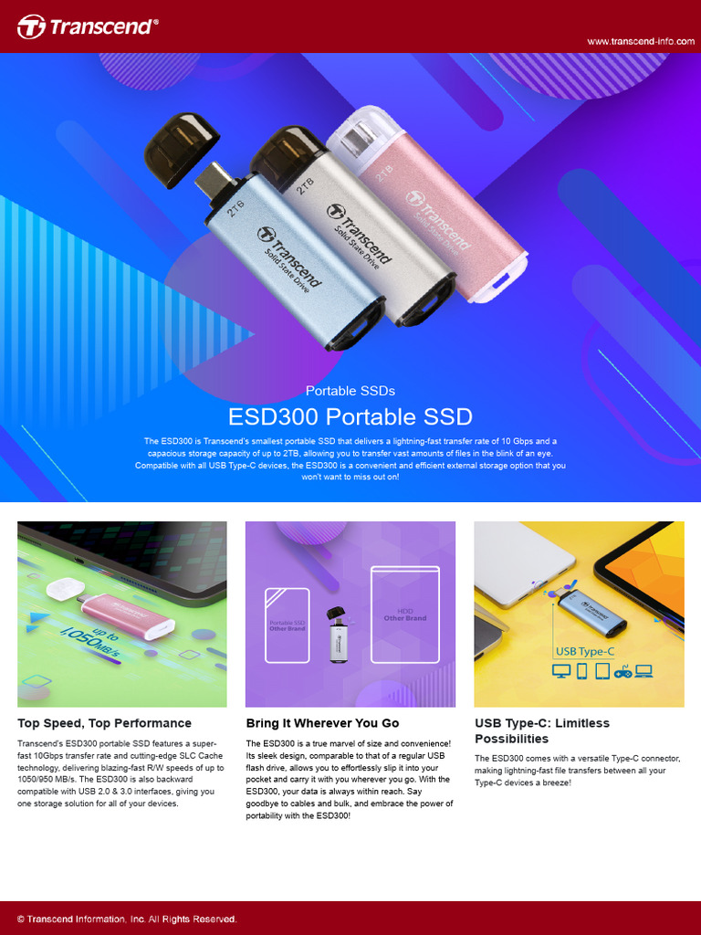 Transcend-ESD300 202309 | PDF | Solid State Drive | Usb