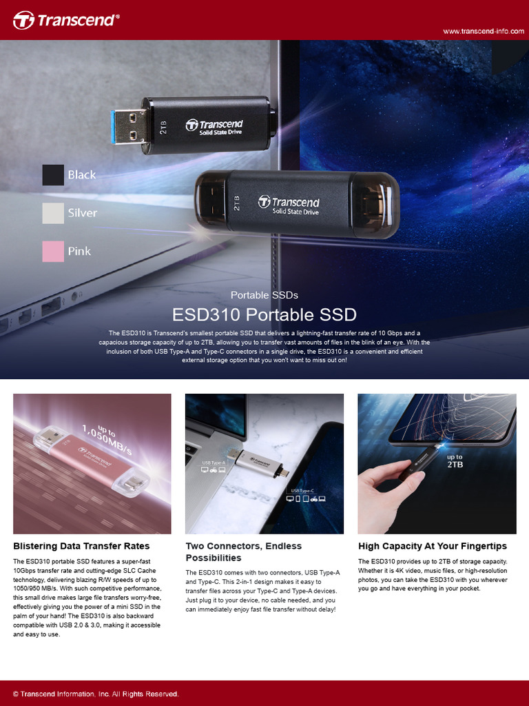 Transcend ESD310 202309 1 | PDF | Solid State Drive | Flash Memory