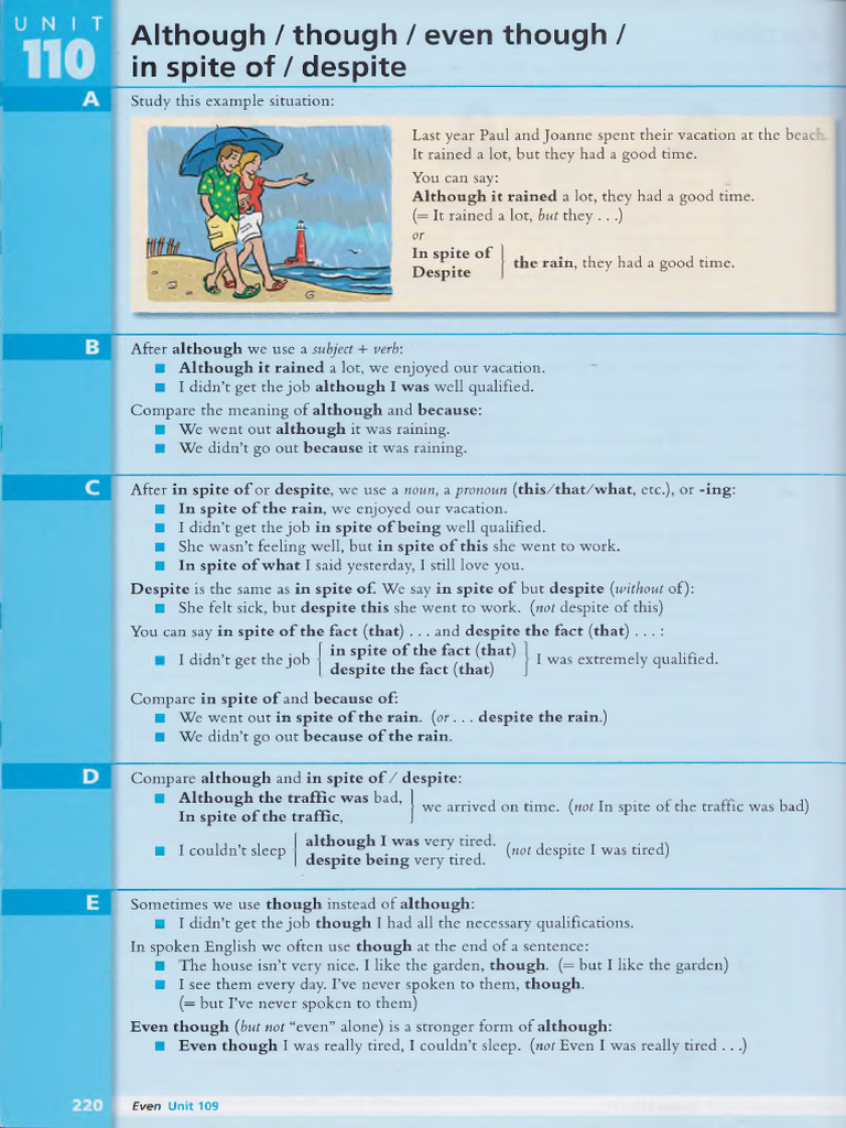 Linking Verbs: Although vs. Despite | PDF | Language Mechanics | Human ...