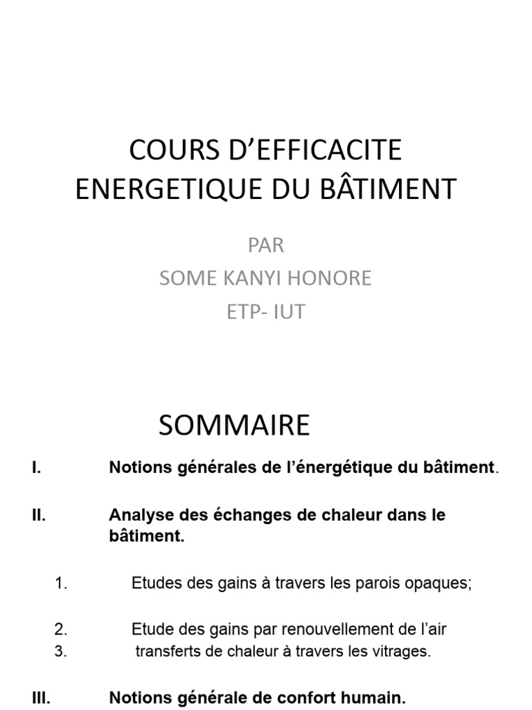 Cours Eeb | PDF | Climatisation | Chaleur