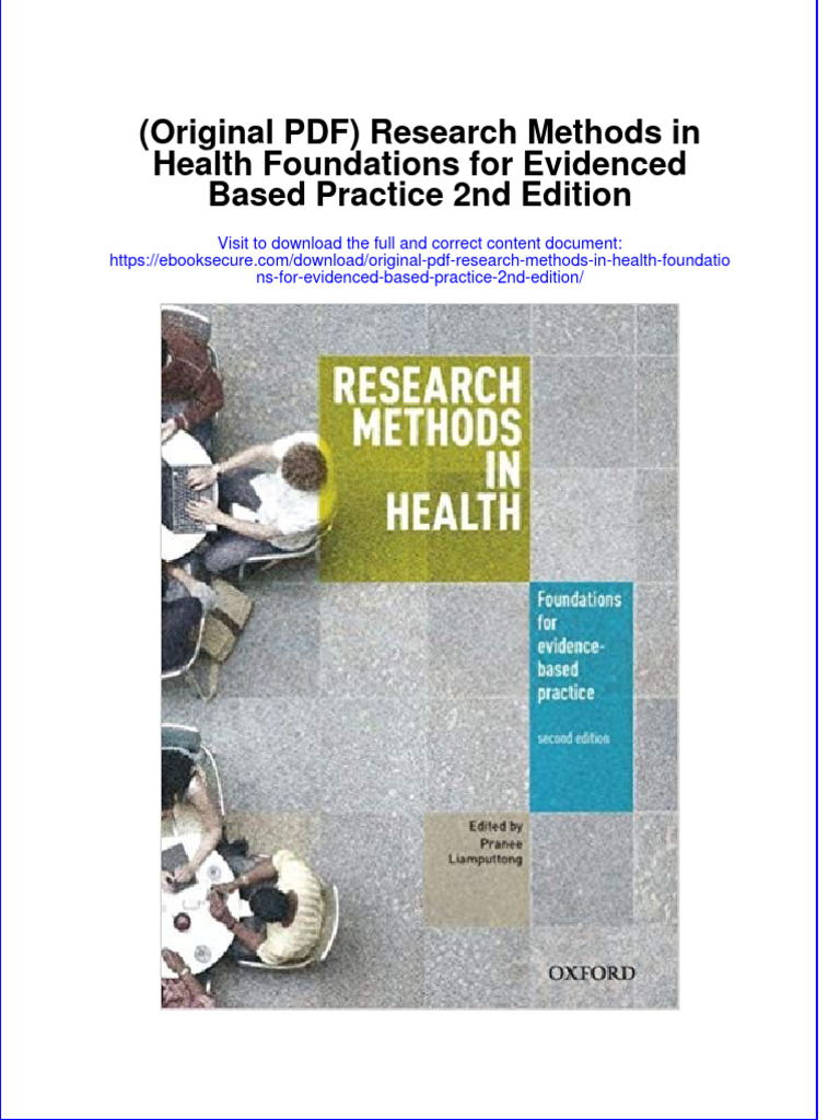 Original PDF Research Methods in Health Foundations For Evidenced Based ...